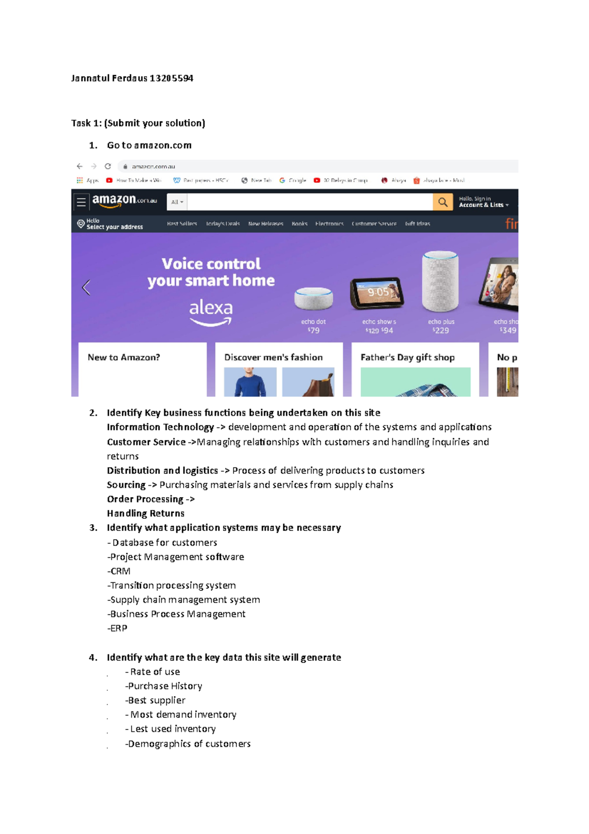 Tut2 - Week 2 - Jannatul Ferdaus 13205594 Task 1: (Submit your solution) Go to amazon Identify ...