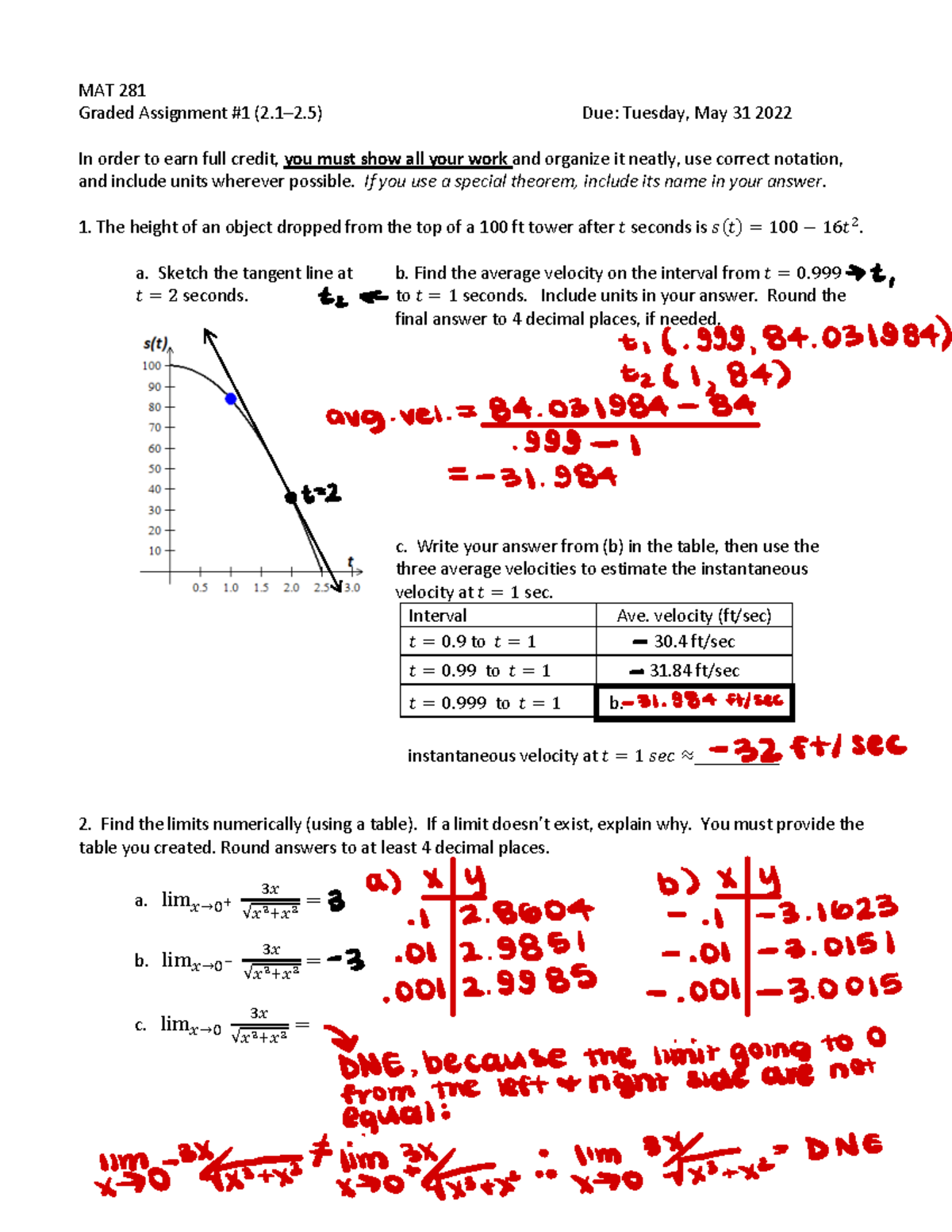 Graded Assignment -1 - Prof. Robelen - MAT 281 Name: Graded Assignment ...