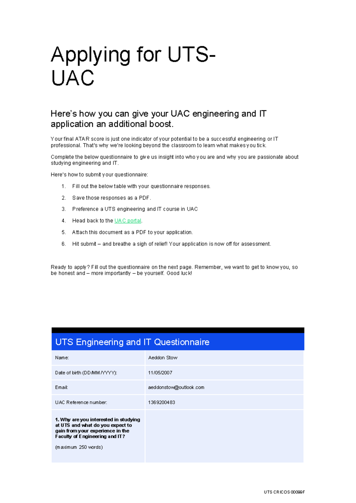 UTS-Engineering-and-IT-questionnaire-template-2024 Final - Applying for ...