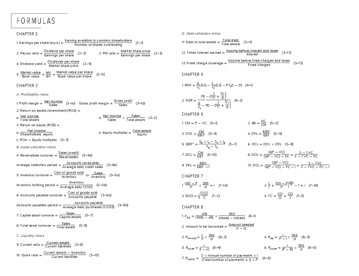 Formula Sheet - Block 10ce Formula Sheets - FORMULAS CHAPTER 2 Earnings ...