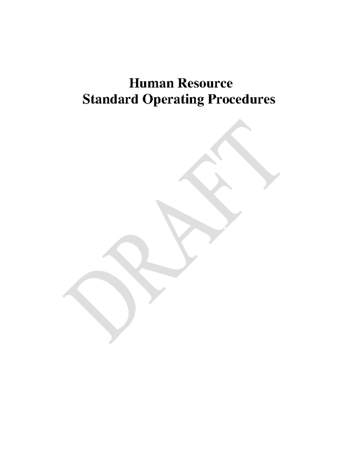 Human Resource Standard Operating Proced - Human Resource Standard ...
