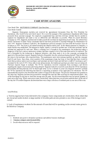 Case Study 10 - 19084895 Case Study Title: PRETTY DOVE DEVELOPMENT ...