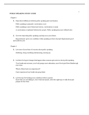 Public Speaking Speaking Plan - 1 1 Public Speaking Notes DELIVERY ...
