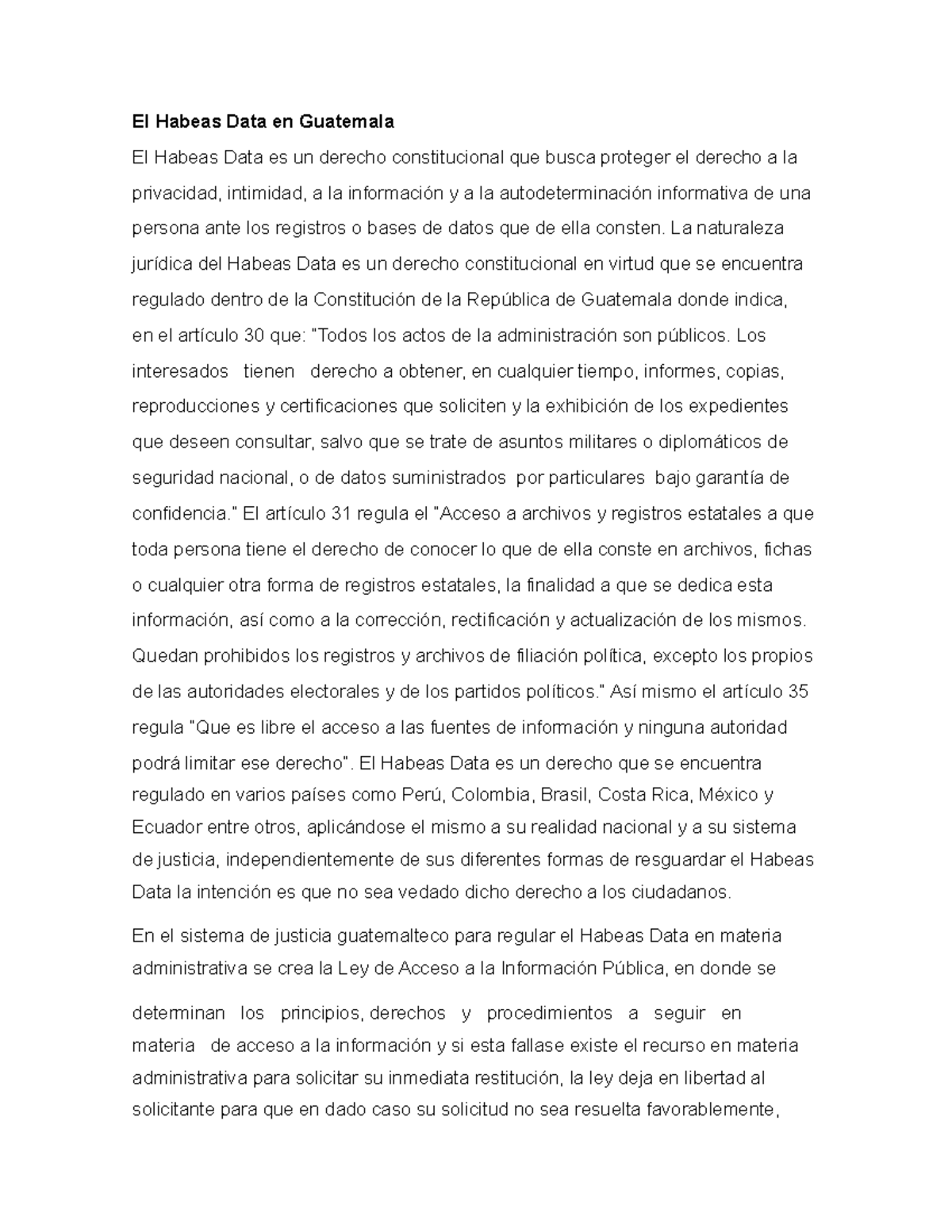 El Habeas Data - Información personal - El Habeas Data en Guatemala El ...