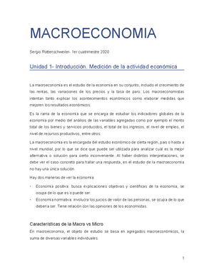 Resumen completo por capitulos - MACROECONOMÍA I. Capítulo 1: Introducción. A – DEFINICIÓN DE ...