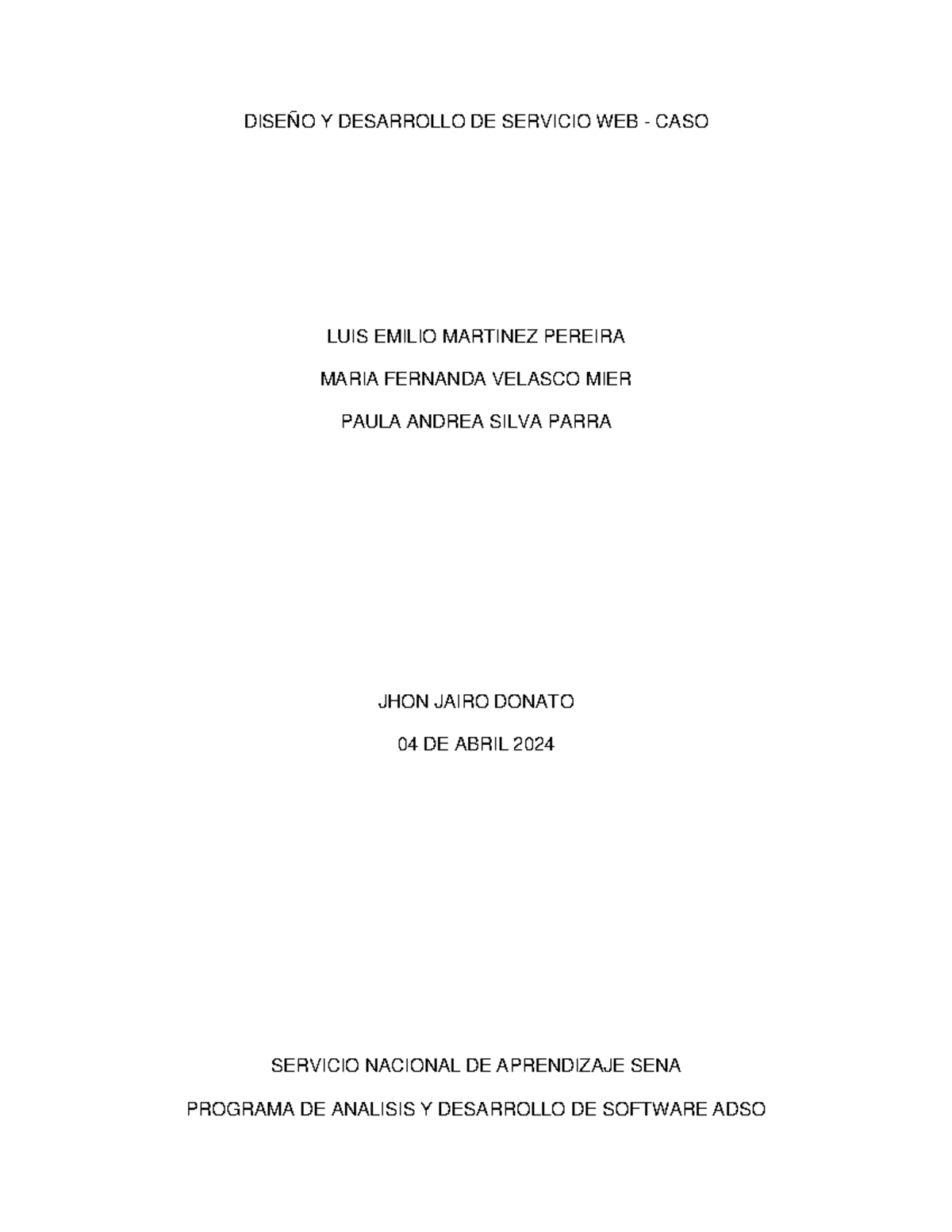 Diseño Y Desarrollo De Servicio Web Diseño Y Desarrollo De Servicio