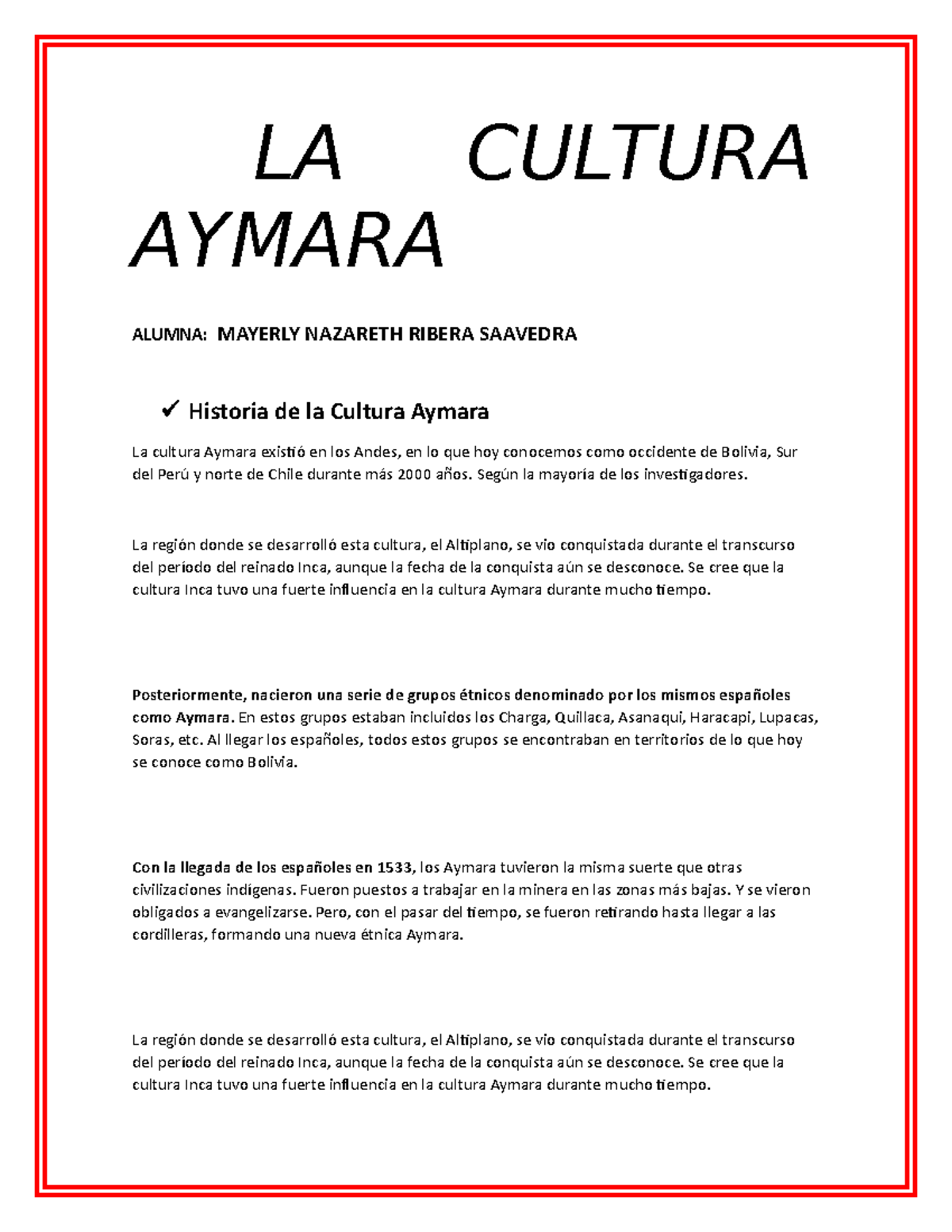 LA Cultura Aymara - GGGGGGGG - LA CULTURA AYMARA ALUMNA: MAYERLY ...
