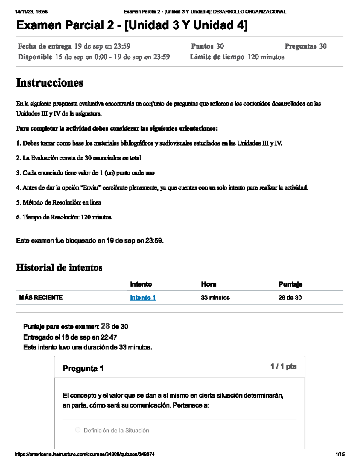 Examen Parcial 2 - [Unidad 3 Y Unidad 4] desarrollo o - Desarrollo Organizacional - Studocu