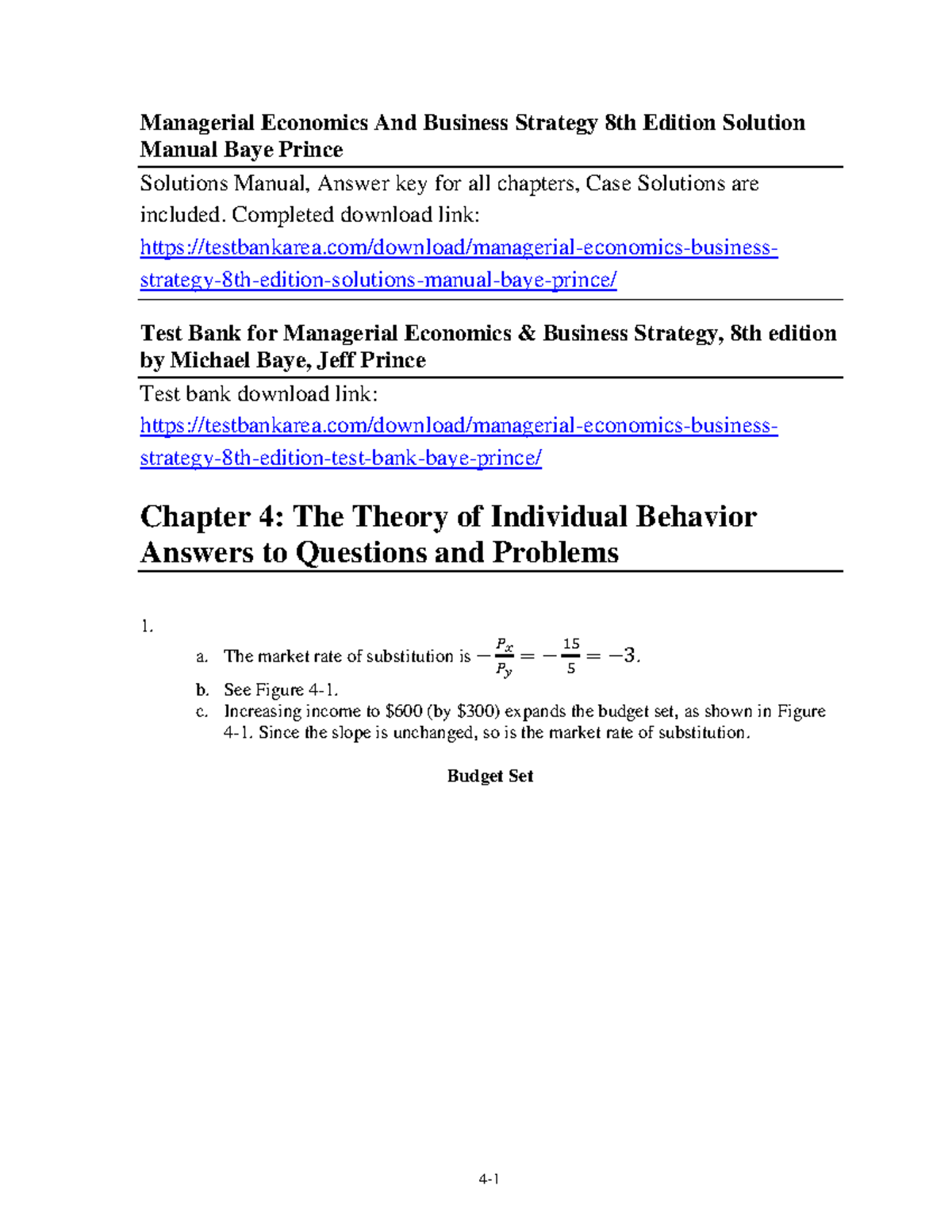 Managerial Economics And Business Strategy 8th Edition Solution Manual ...