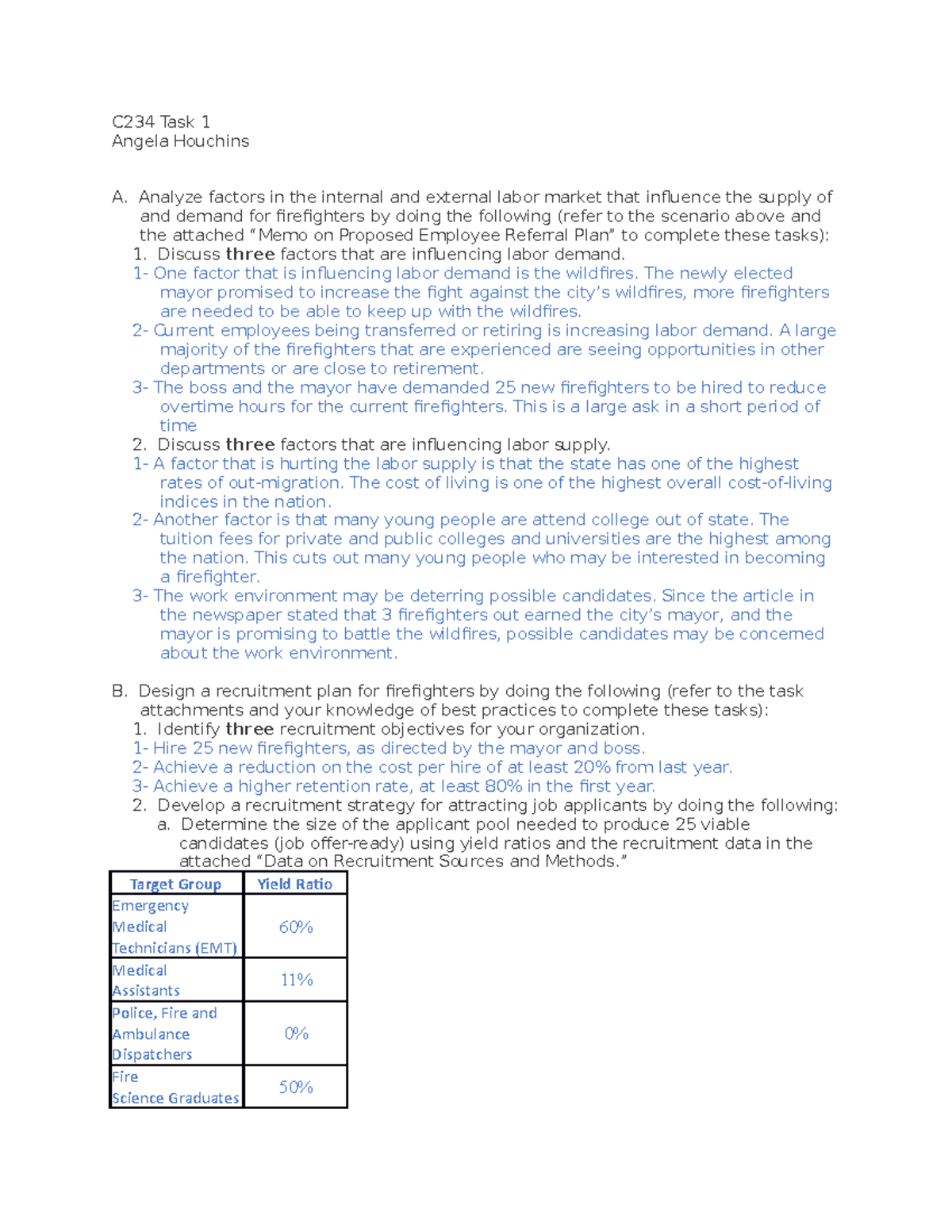 C234 Task 1 - Task 1 - C234 Task 1 Angela Houchins A. Analyze factors ...