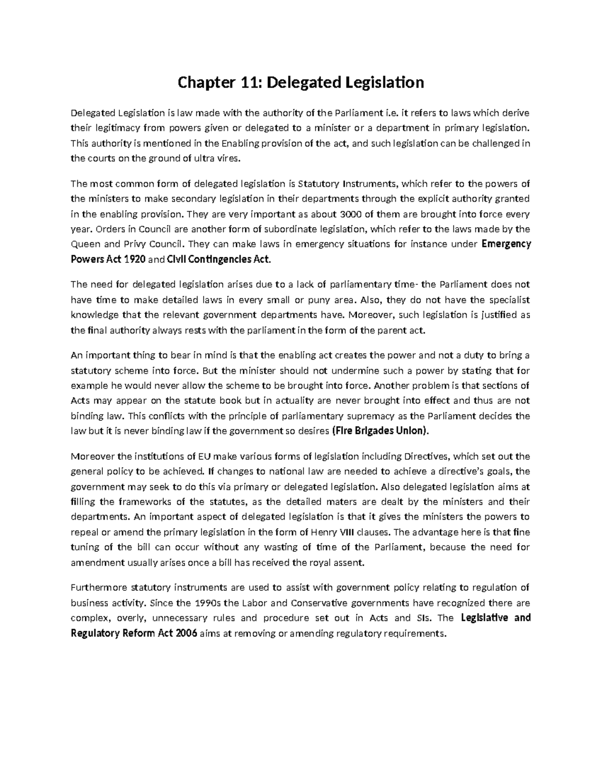 Chapter 11 Delegated Legislation - Chapter 11: Delegated Legislation ...