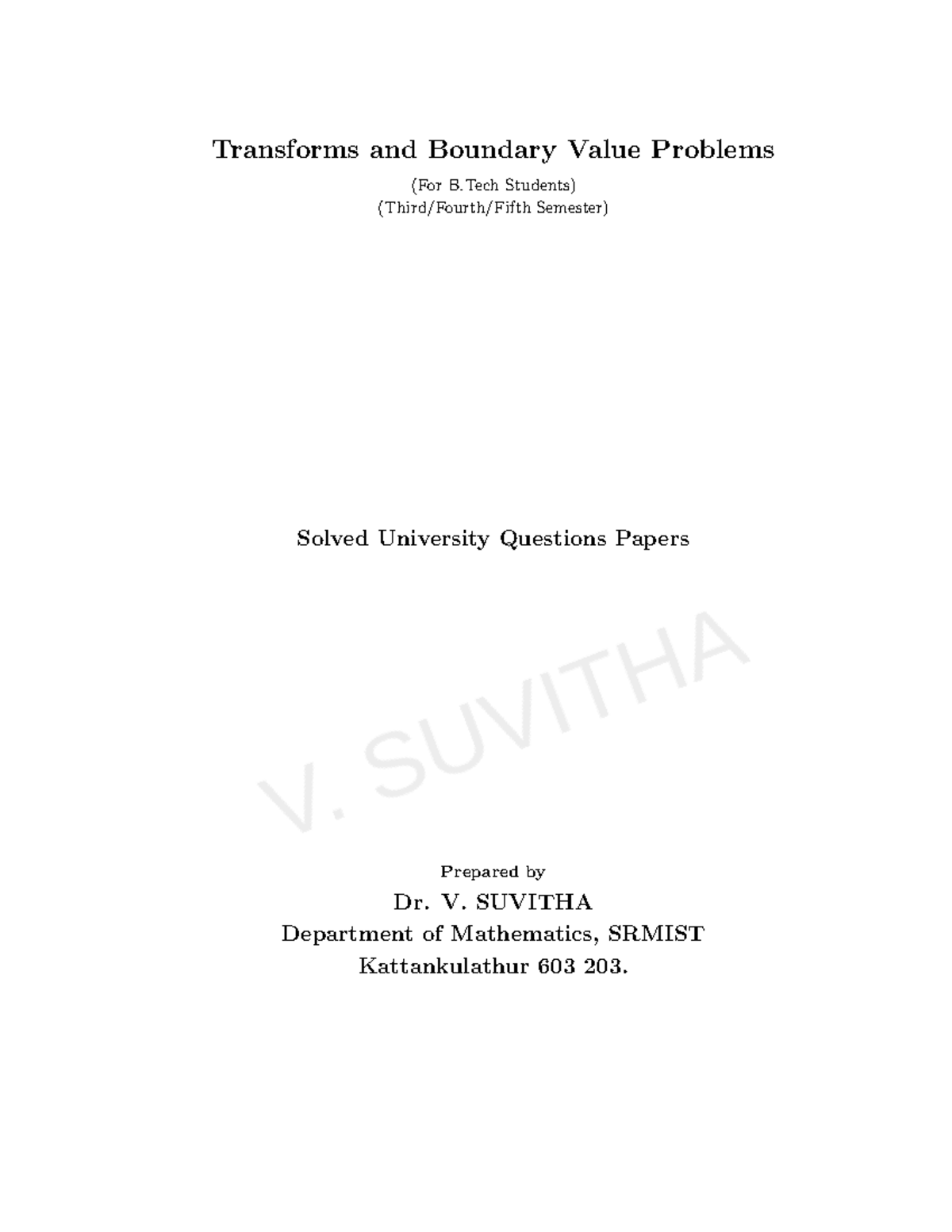 15MA201 - hand written - Transforms and Boundary Value Problems (For B Students) (Third/Fourth ...