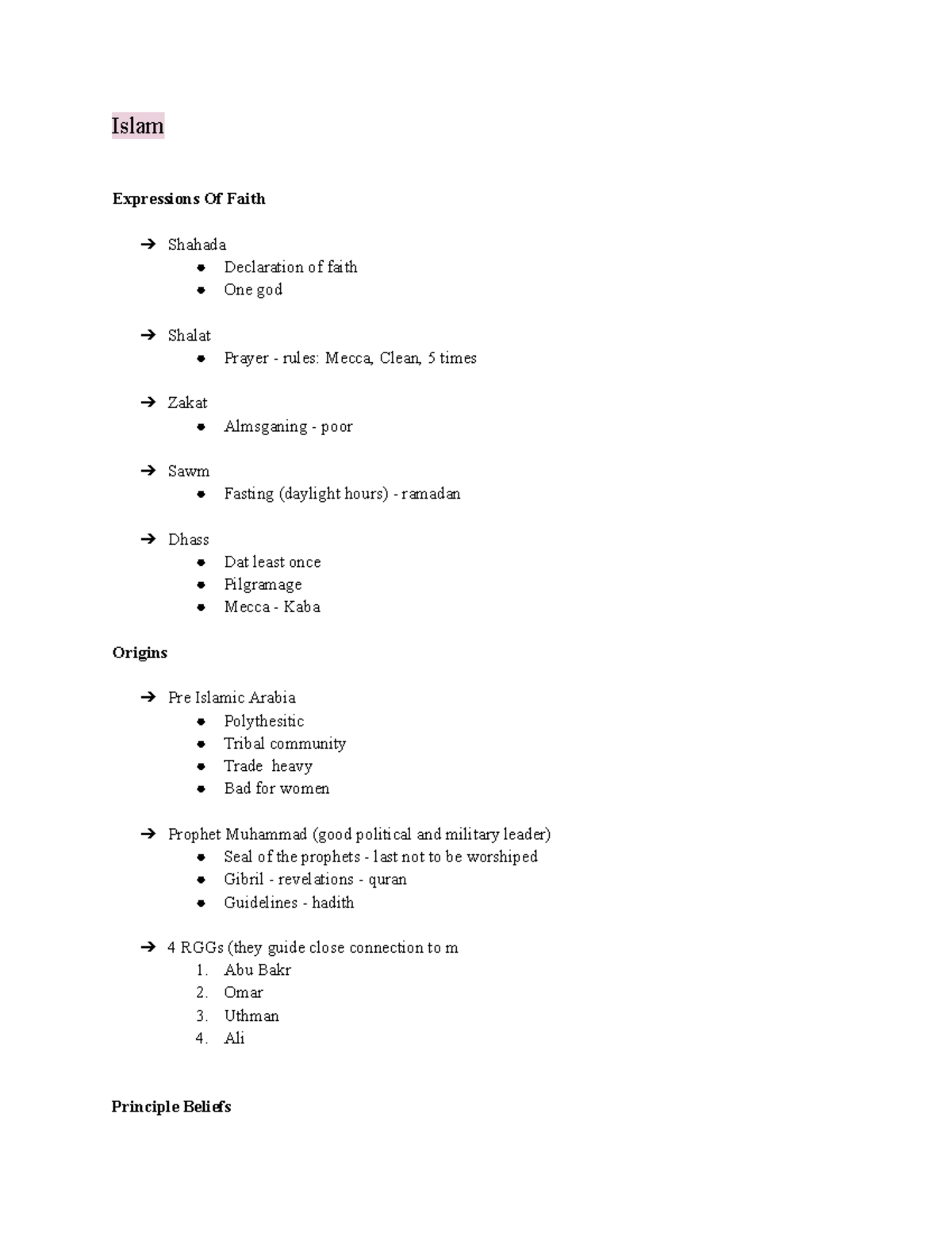 Islam notes - Islam Expressions Of Faith Shahada Declaration of faith ...