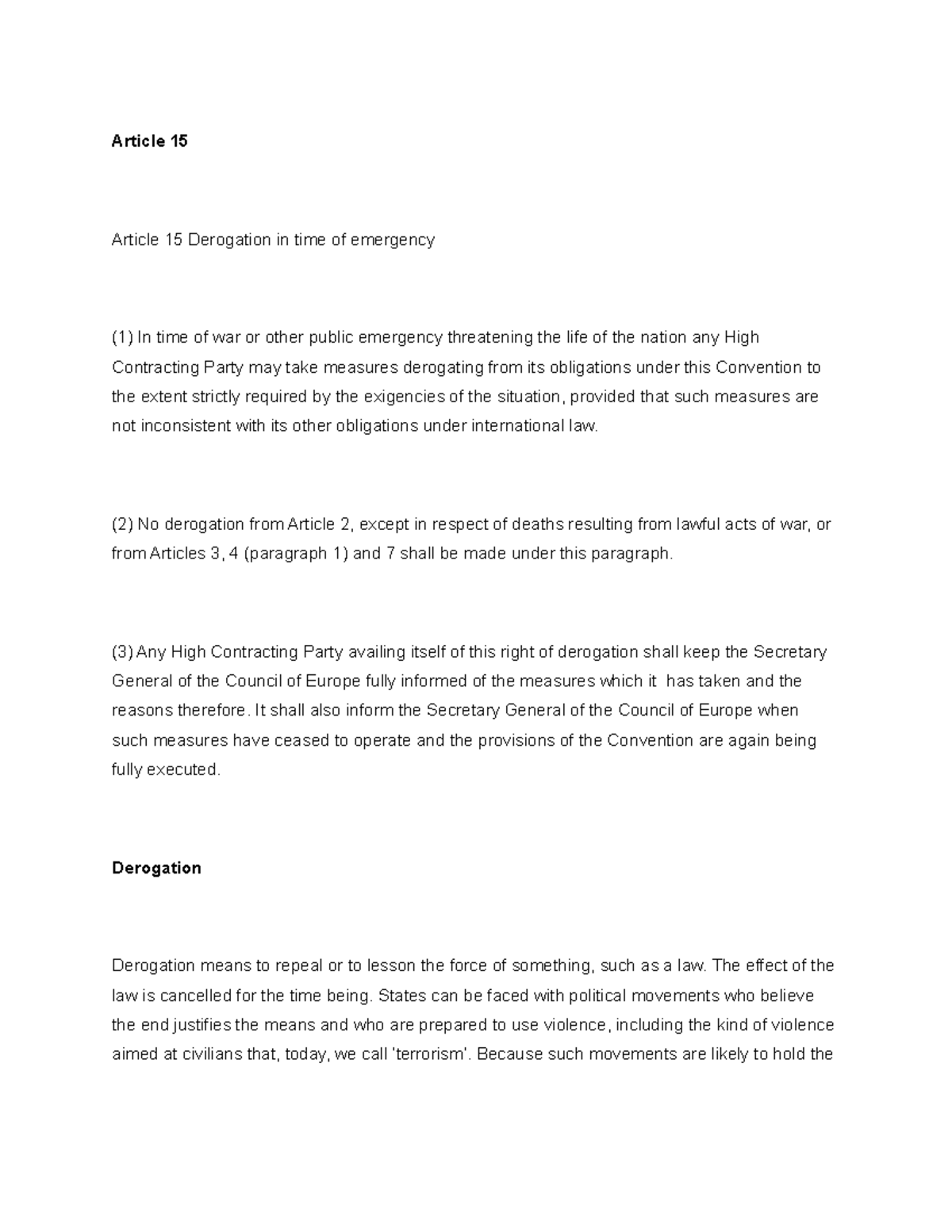 Article 15 - Human Rights Law Directions - Article 15 Article 15 ...