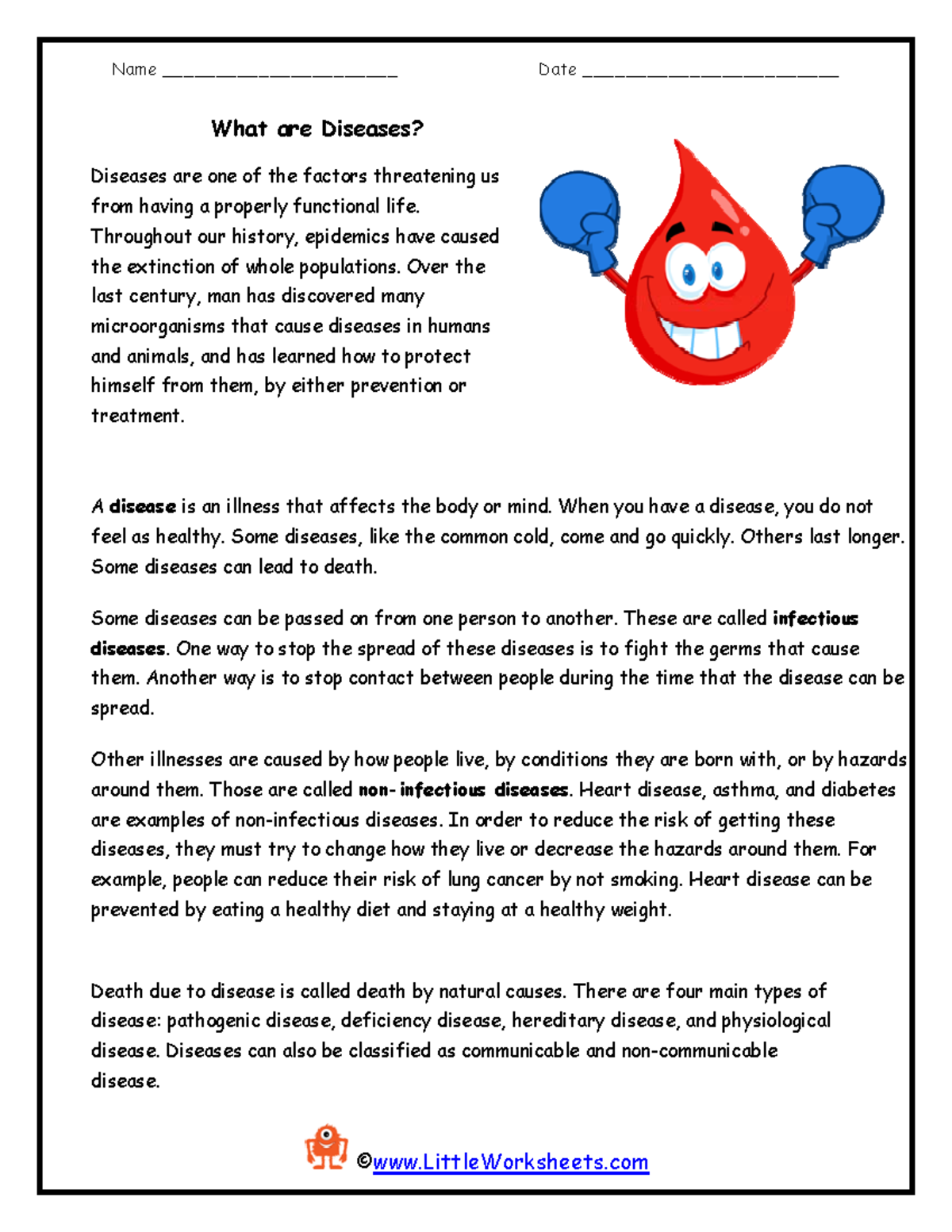 Nov diseases Reading comprehension - What are Diseases? Diseases are ...