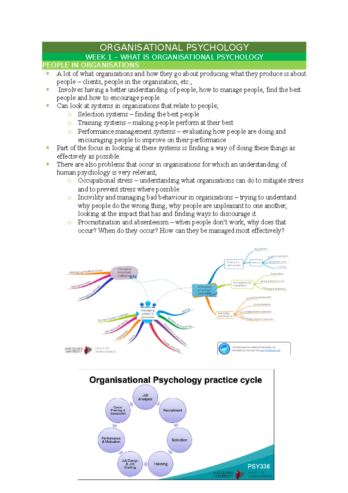 Organisational Psychology Lectures - ORGANISATIONAL PSYCHOLOGY WEEK 1 ...