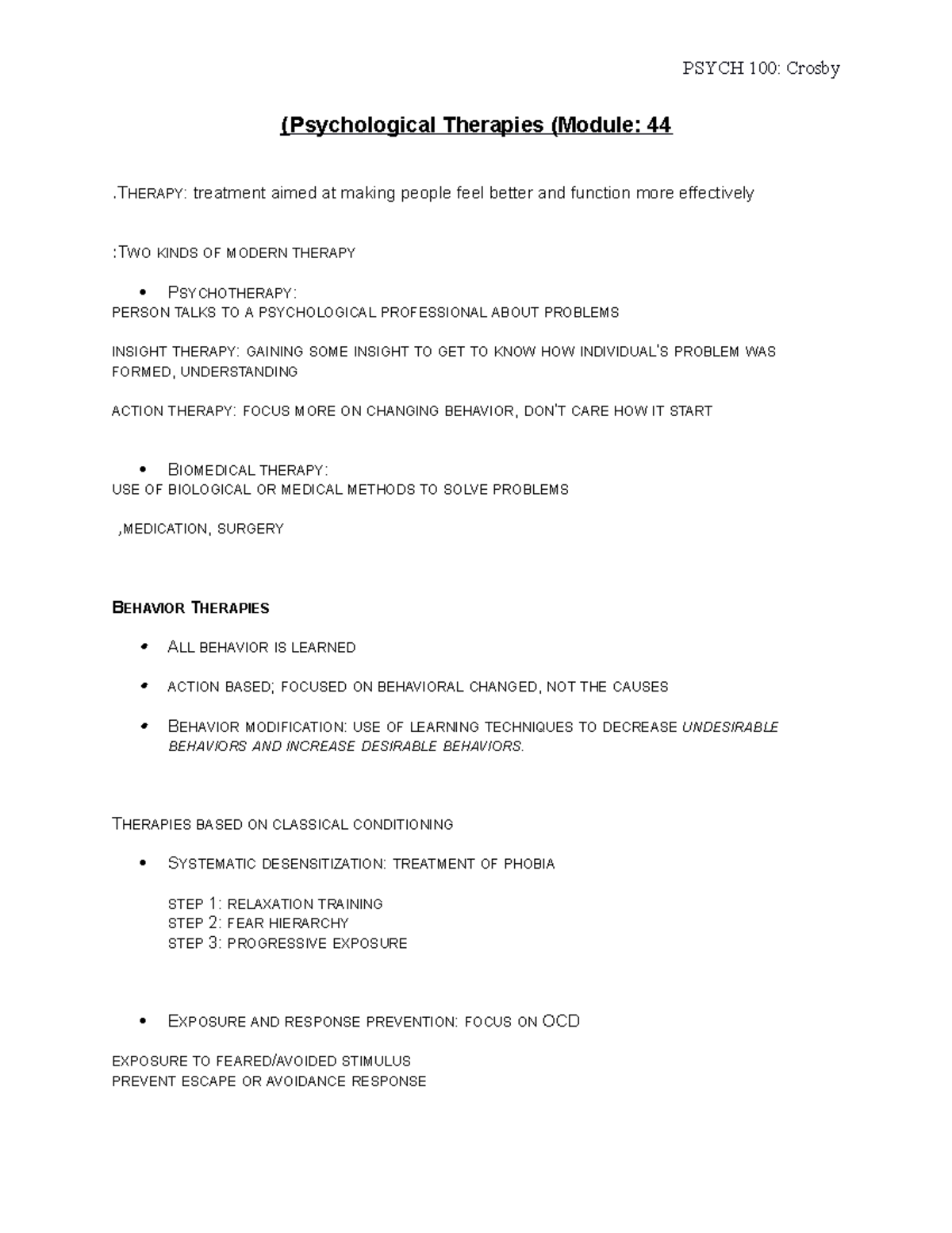 Section 12 - (Psychological Therapies (Module: 44 .THERAPY: treatment ...