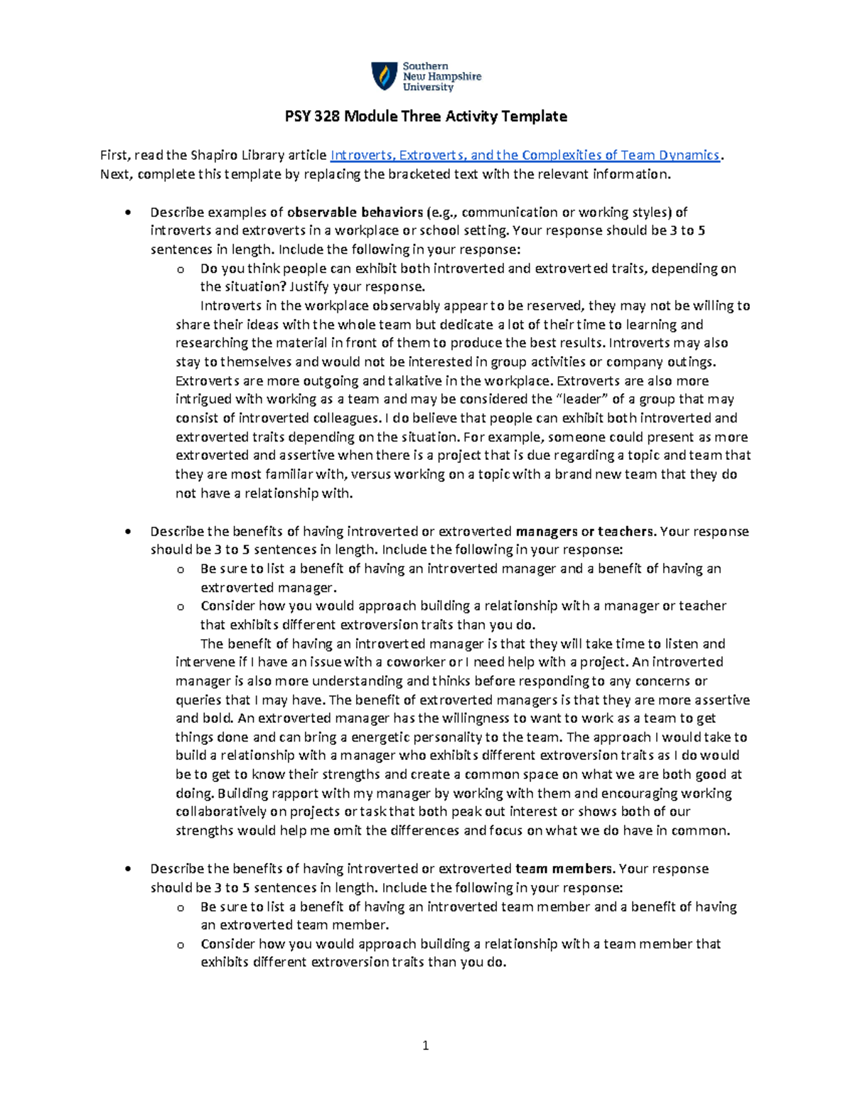 PSY 328 Module Three Activity Template PDF - 1 PSY 328 Module Three ...