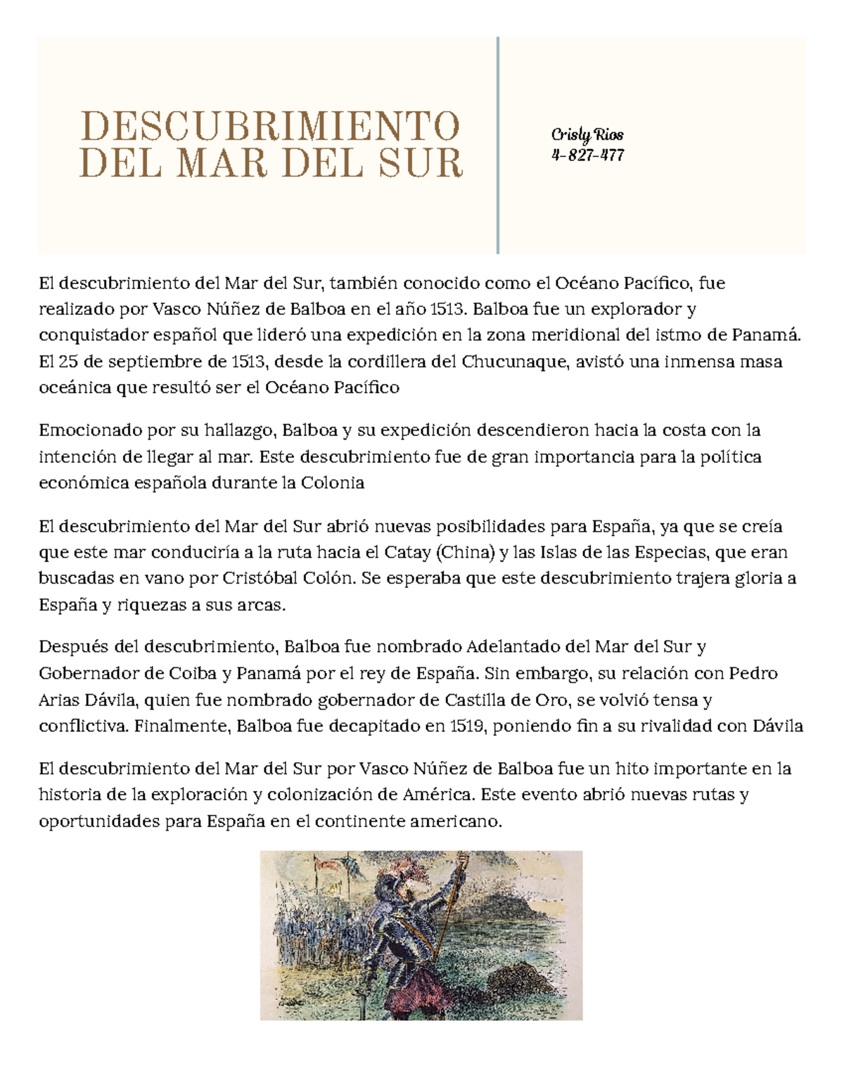 Descubrimiento del mar del sur - El descubrimiento del Mar del Sur ...