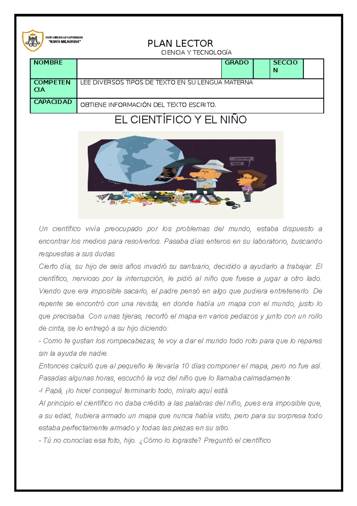 PLAN Lector- Ciencia Y Tecnología Ciencia Y TecnologíaCiencia Y ...