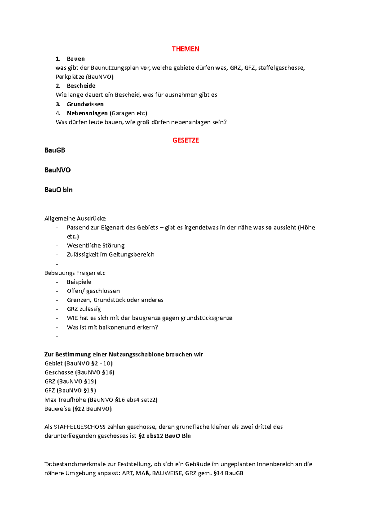 Baurecht 1 - BauGB, BauNVO, BauO - THEMEN Bauen was gibt der ...