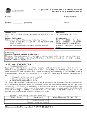 ACC 121 SAS Day 10,11 - Accounting - Student Activity Sheet Module #10 ...