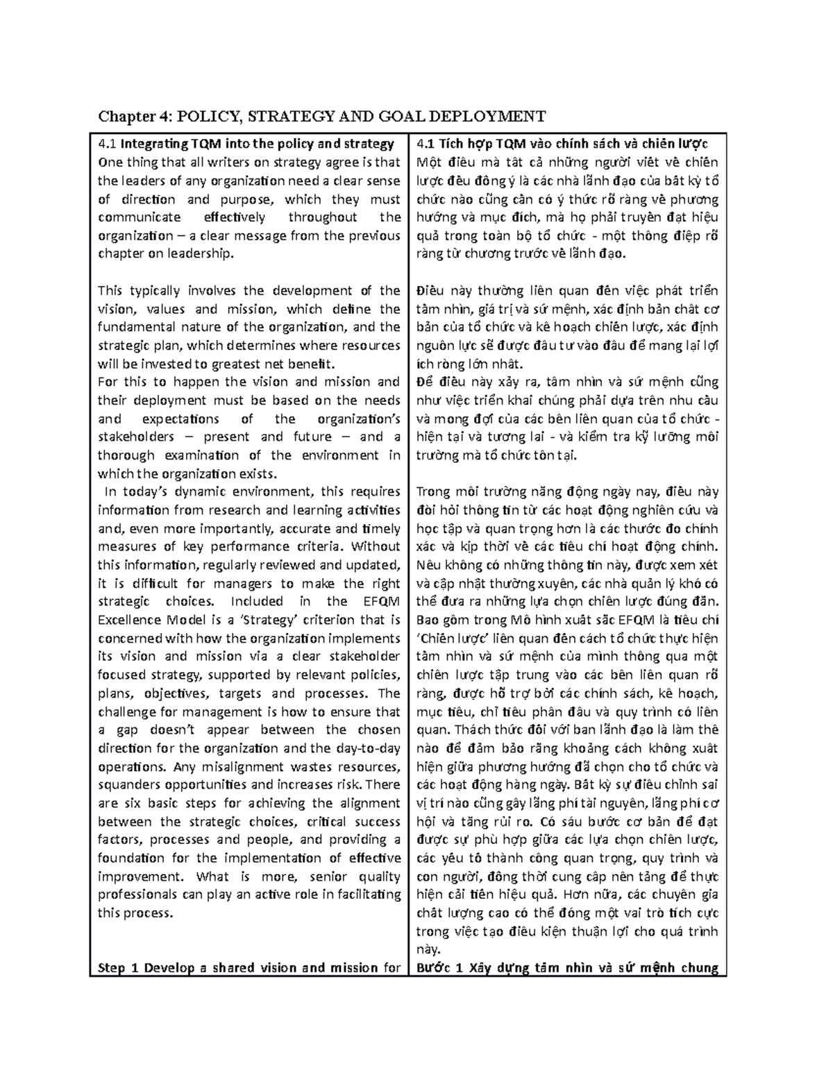 Chapter 4 Policy, Strategy AND GOAL Deployment - Chapter 4: POLICY, STRATEGY AND GOAL DEPLOYMENT ...