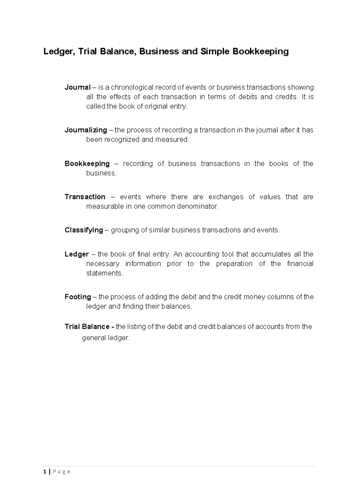 Ledger Trial Balance Business and Simple Bookkeeping - It is called the ...