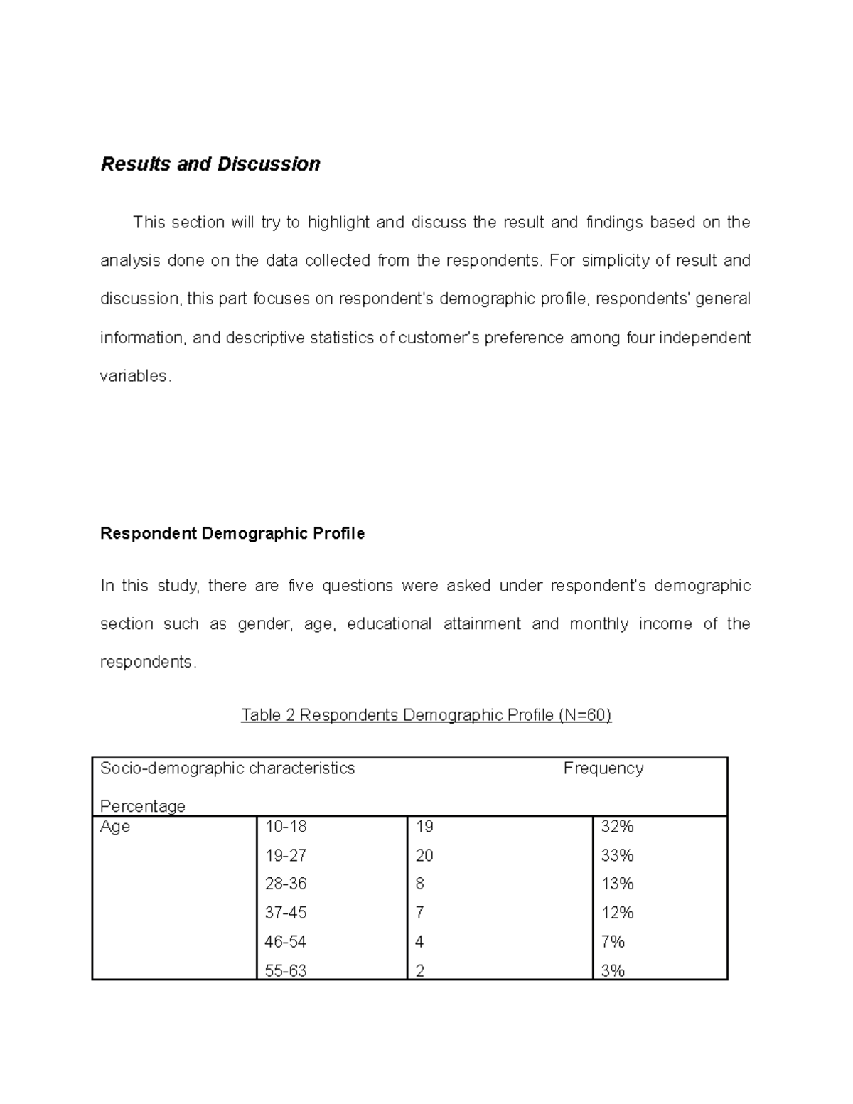 Share Result-AND- Discussion- Sample - Results and Discussion This ...