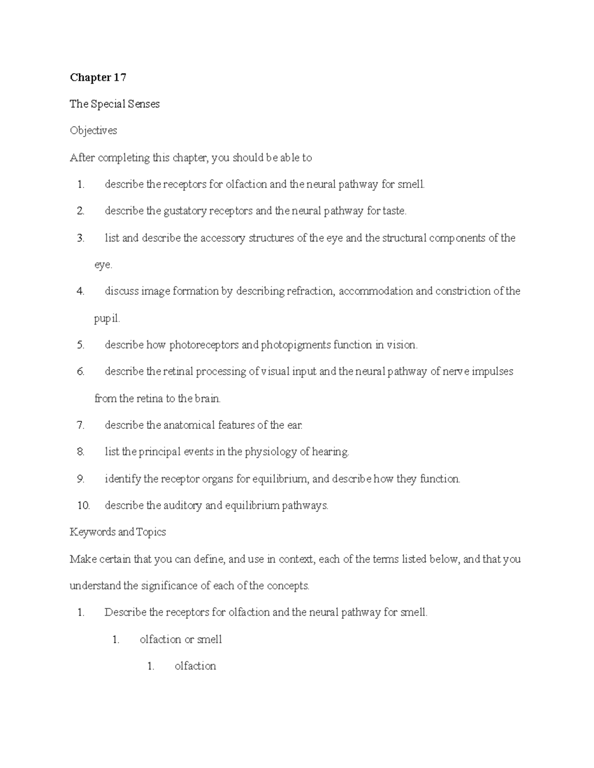 Chapter 17 Chapter 17 special senses - Chapter 17 The Special Senses ...