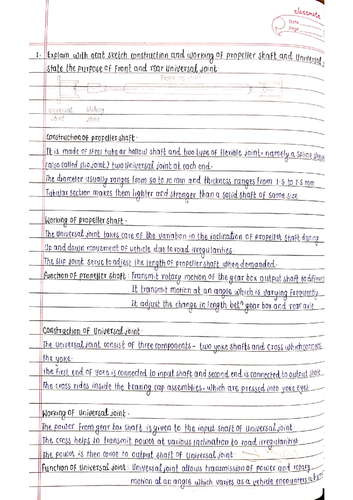 Automobile Engineering propeller shaft and differential - Mechanical ...