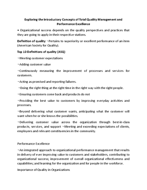 Describing the Role of Quality - Introduction: Traditionally, quality ...