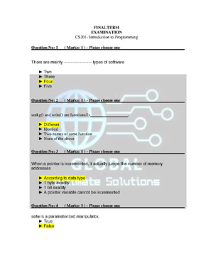 CS201Latest Solved MCQs - vustudents.ning vustudents.ning Quiz Start ...