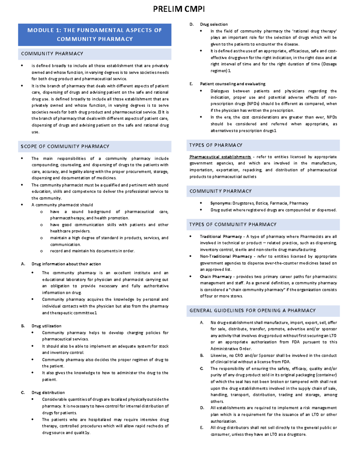 CMPI- Prelims - Helpful - M O D ULE 1 : T HE FUND A ME NT AL A SPEC T S ...