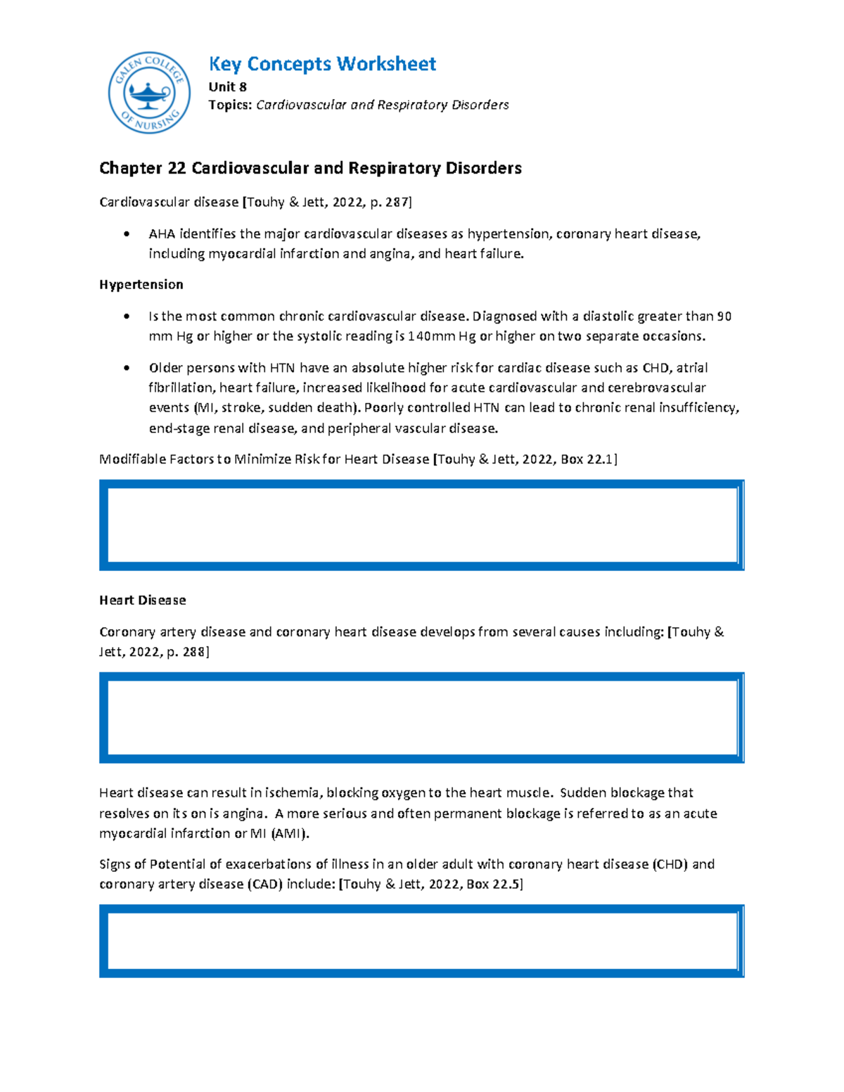 Unit 8 Key Concepts Worksheet-blank - Unit 8 Topics: Cardiovascular and ...