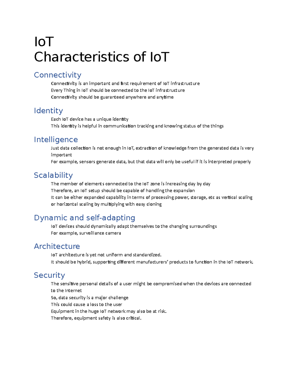 Cloud note - IoT Characteristics of IoT Connectivity Connectivity is an ...