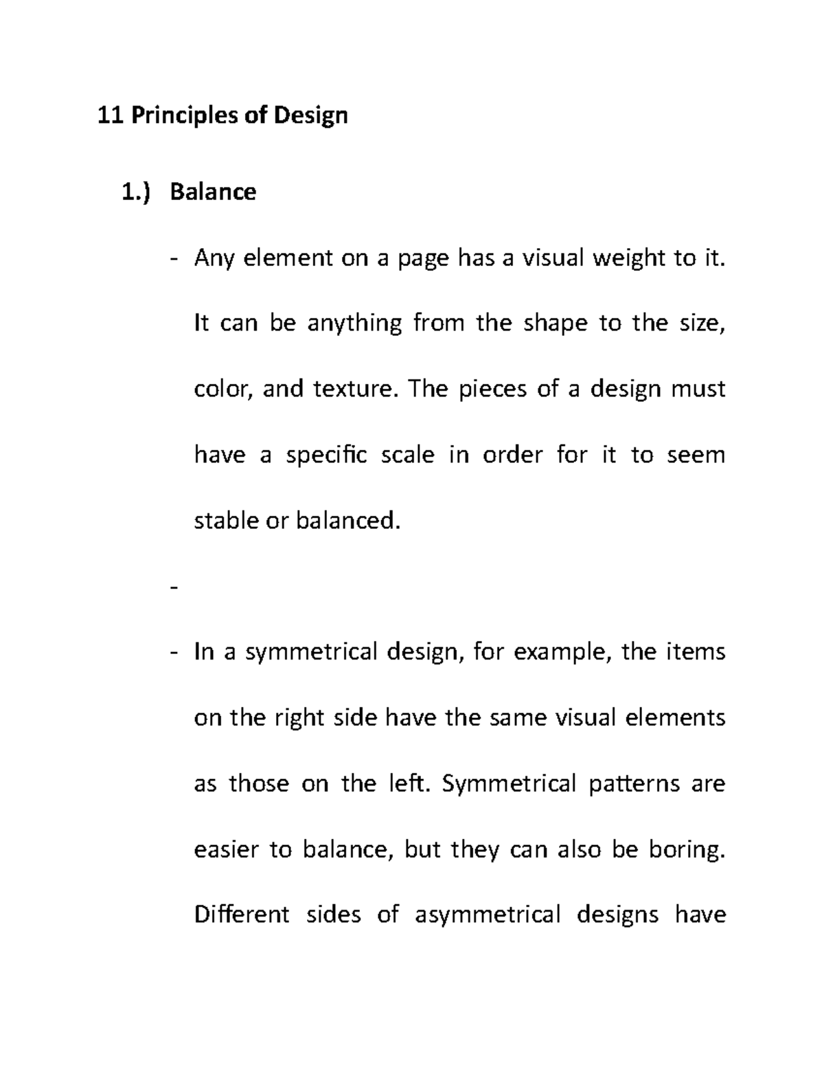 11 Principles of Design Part 1 - 11 Principles of Design 1.) Balance ...