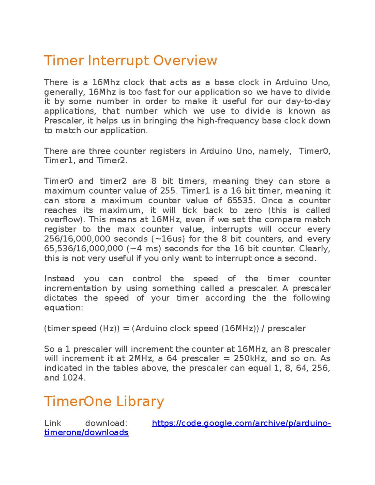21c Timer Interrupts Timer Interrupt Overview There Is A 16mhz Clock That Acts As A Base Clock 