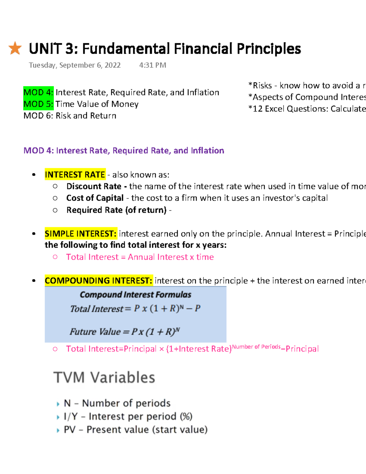 UNIT 3 Fundamental Financial Principles - MOD 4: Interest Rate ...