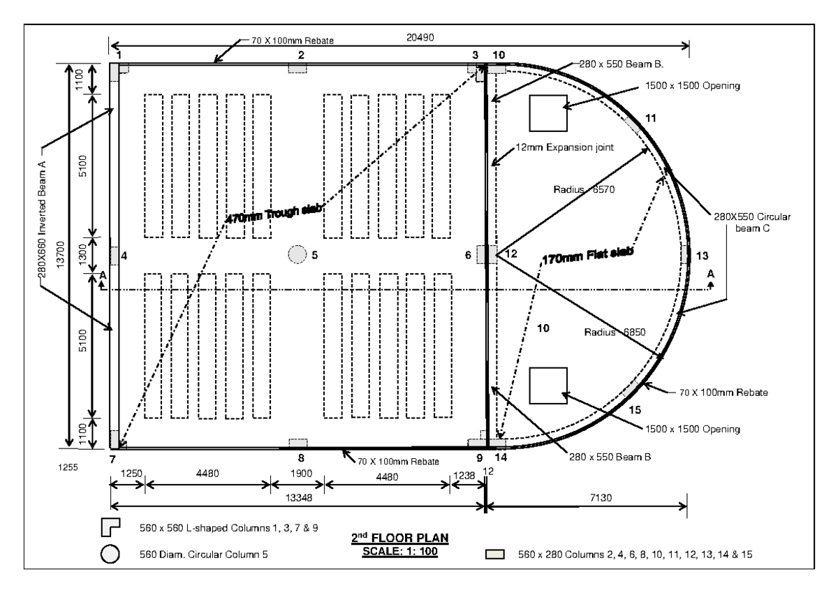 Example 2 Trough-Flat Slab Dwg QS4-1425-01 - 28 0 x 55 0 Beam B 1 7 8 2 ...