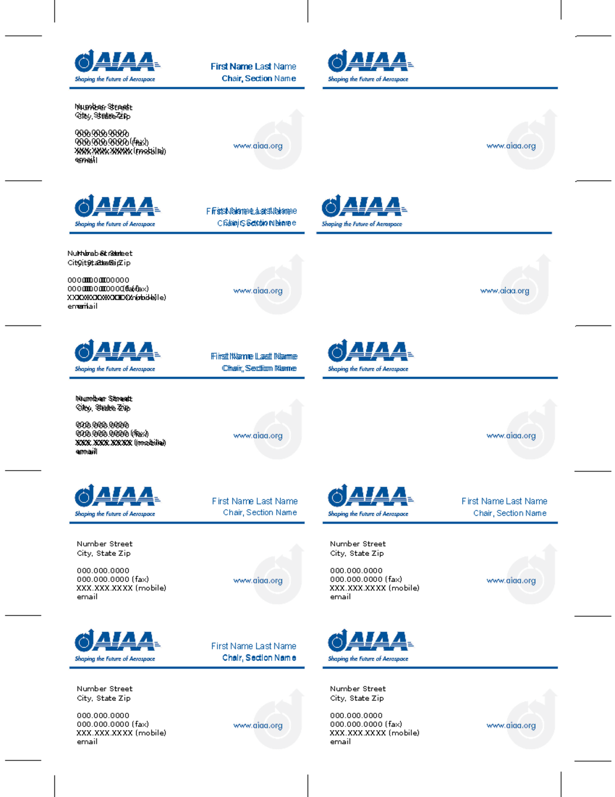 Aiaacvdbusinesscardtemplate - First Name Last Name Chair, Section Name ...