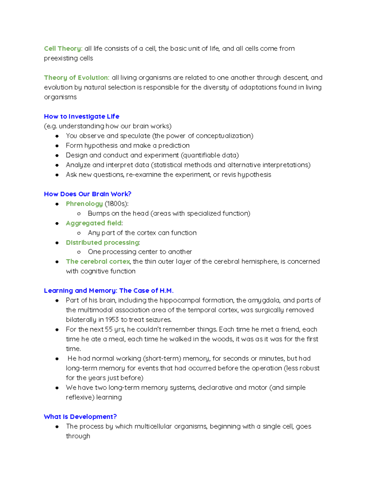 Notes 2 - Cell Theory: all life consists of a cell, the basic unit of ...