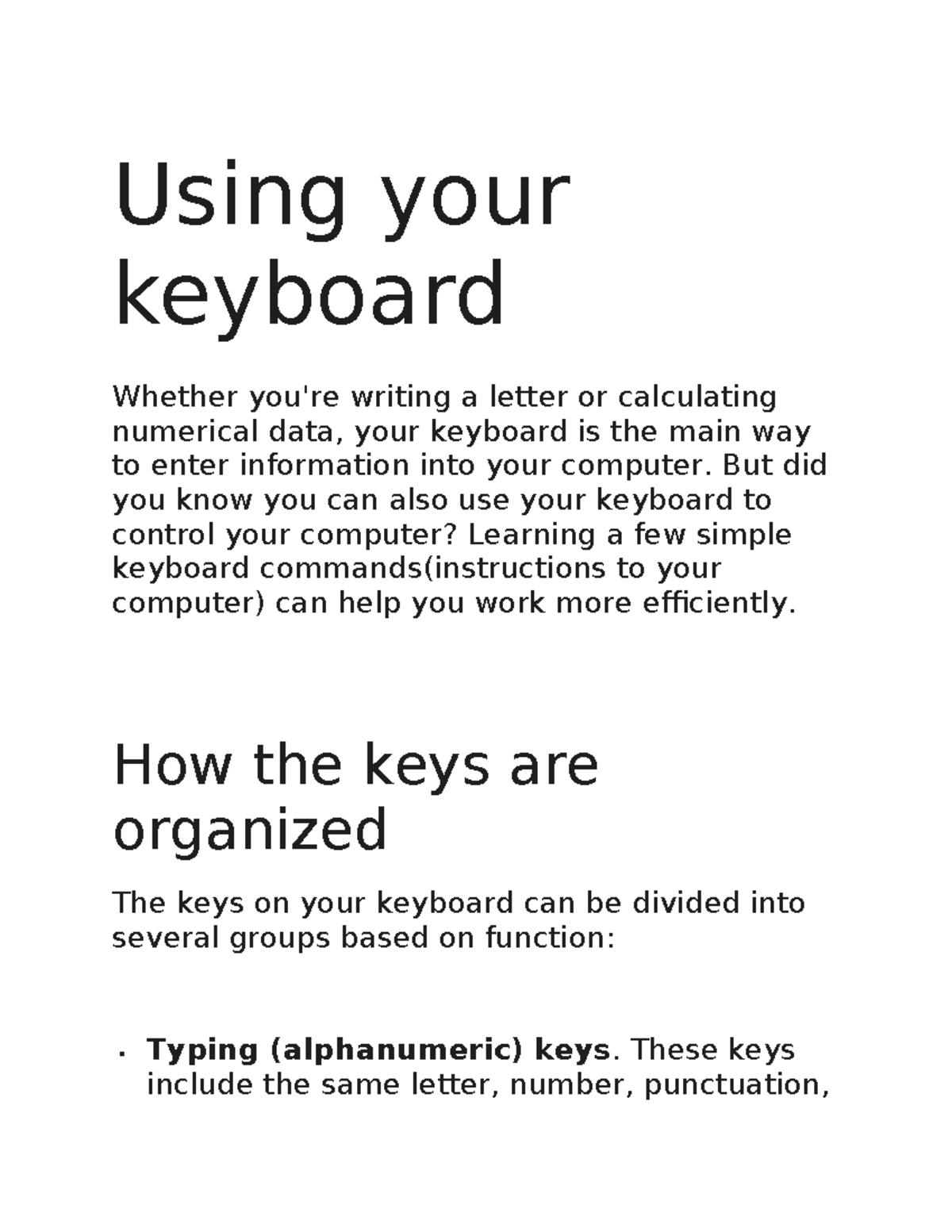 Using your keyboard - Practical - Using your keyboard Whether you're ...