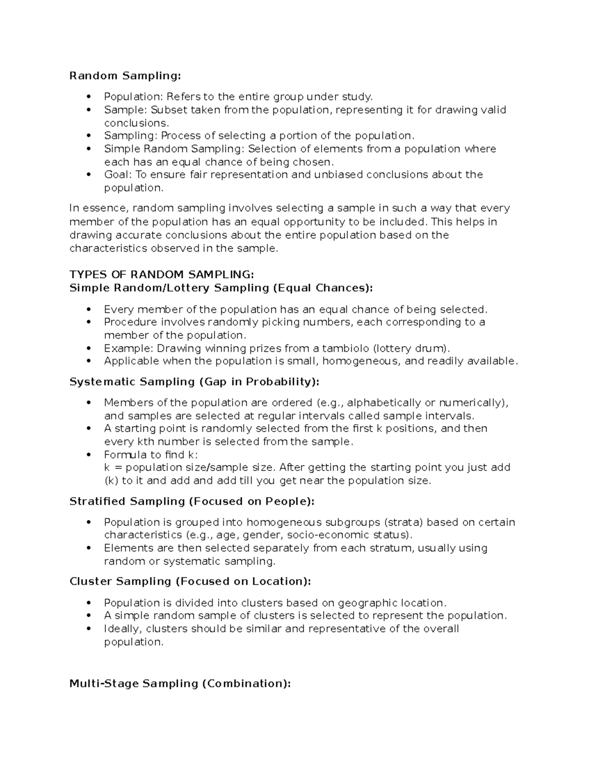 Statistics Reviewer Finals 2023-2024 - Random Sampling: Population ...