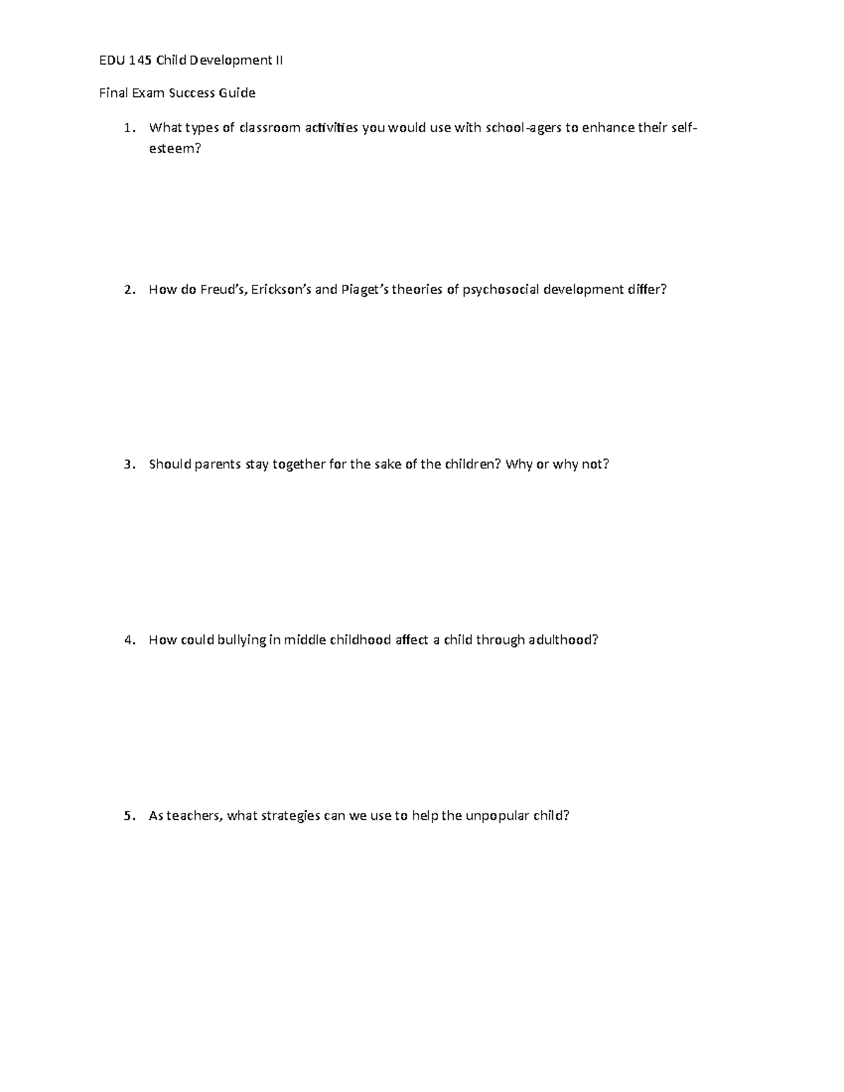 EDU145 Study Guide - Final exam - EDU 145 Child Development IIFinal ...
