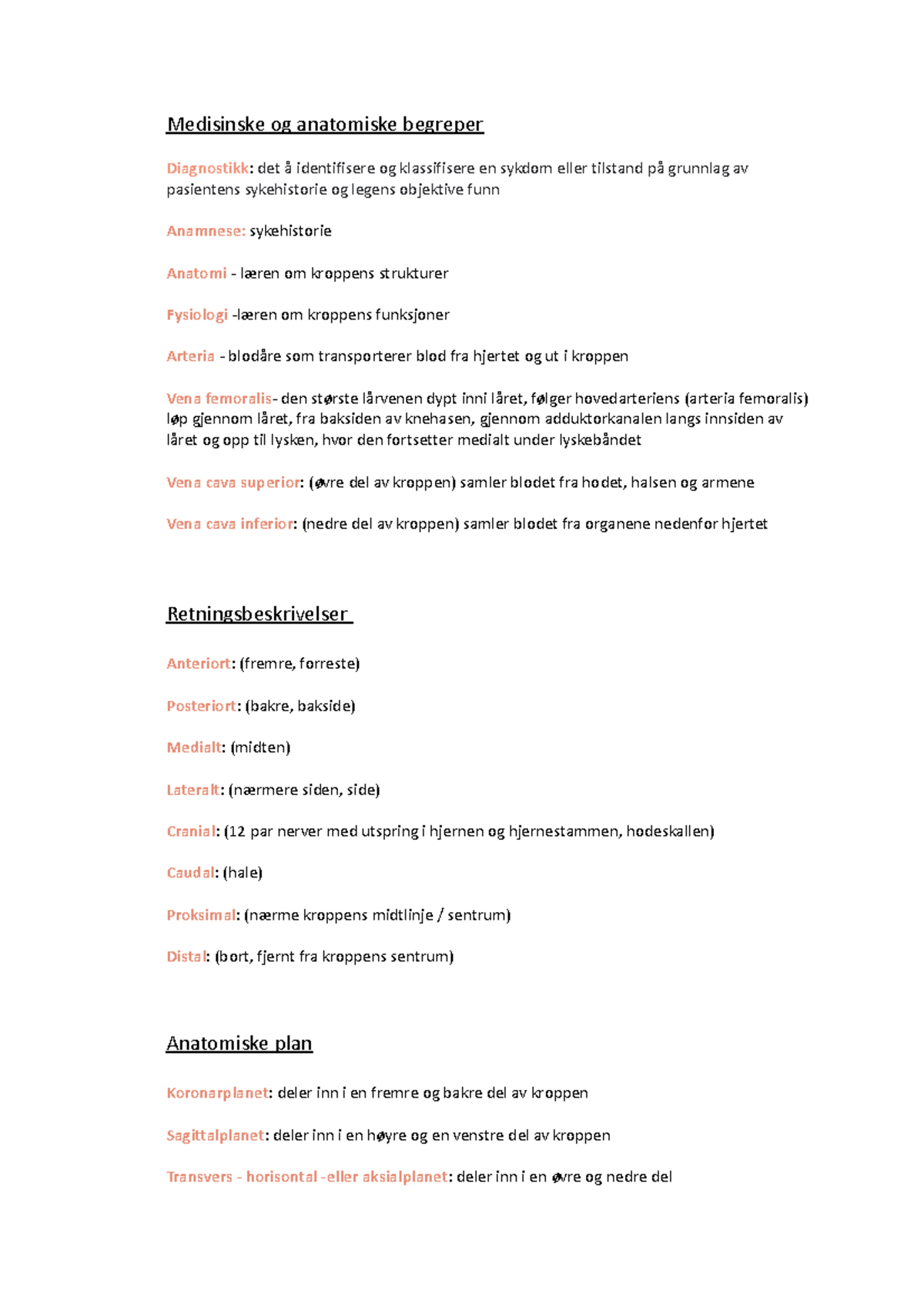 Anatomi og fysiologi begreper - Medisinske og anatomiske begreper ...