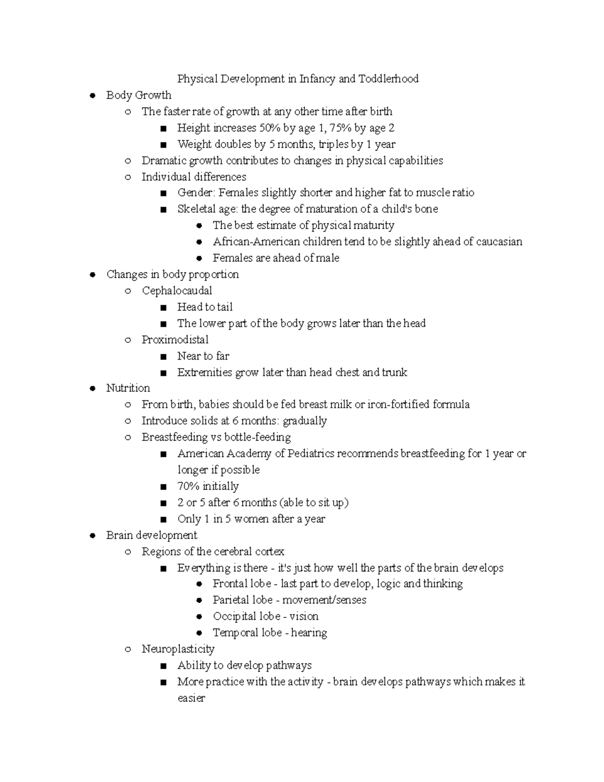 Physical development in infancy and toddlerhood - Physical Development ...