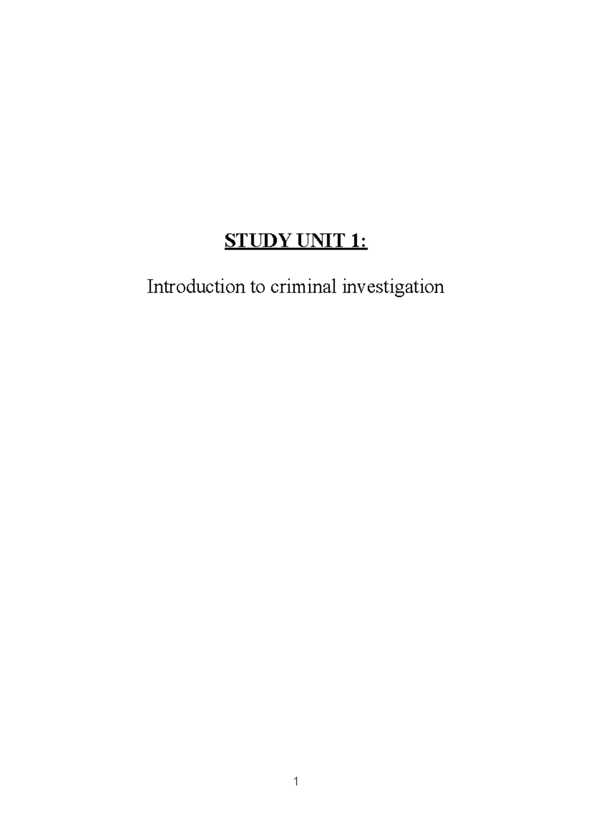 Unit 1 - Unit 1, Second Year Criminology Notes. - STUDY UNIT 1 ...