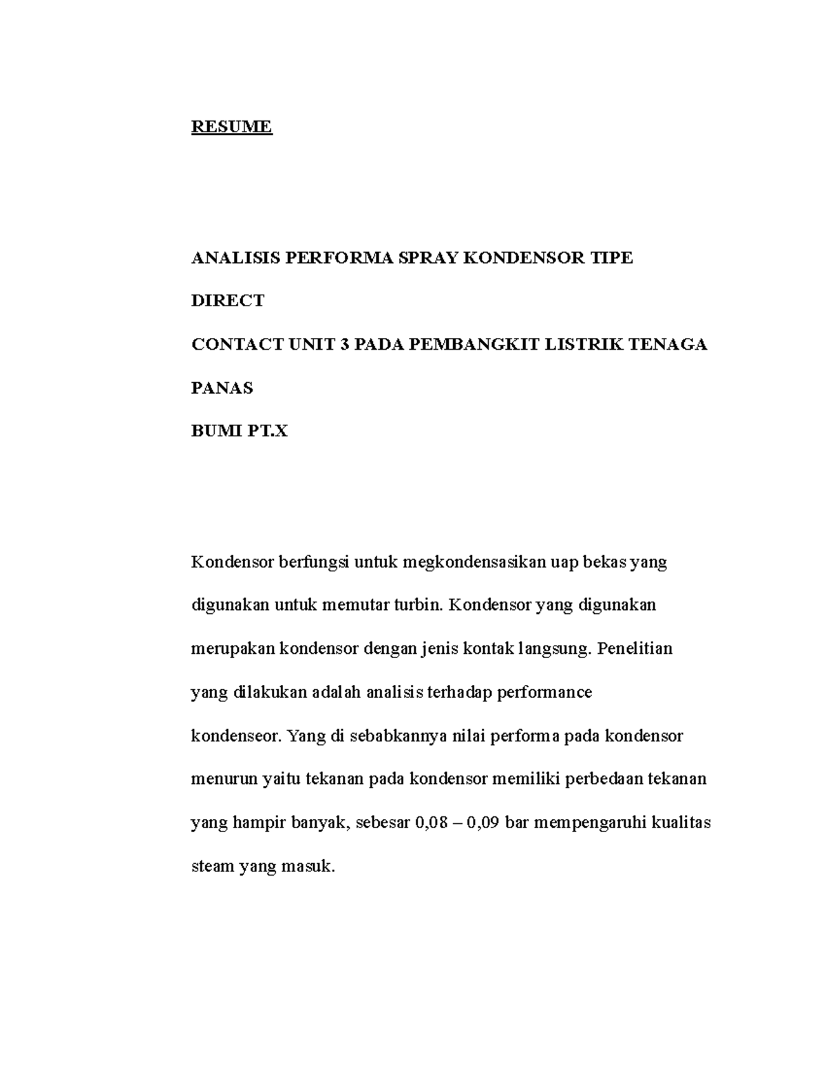Analisis Performa Spray Kondensor TIPE Direct - RESUME ANALISIS ...