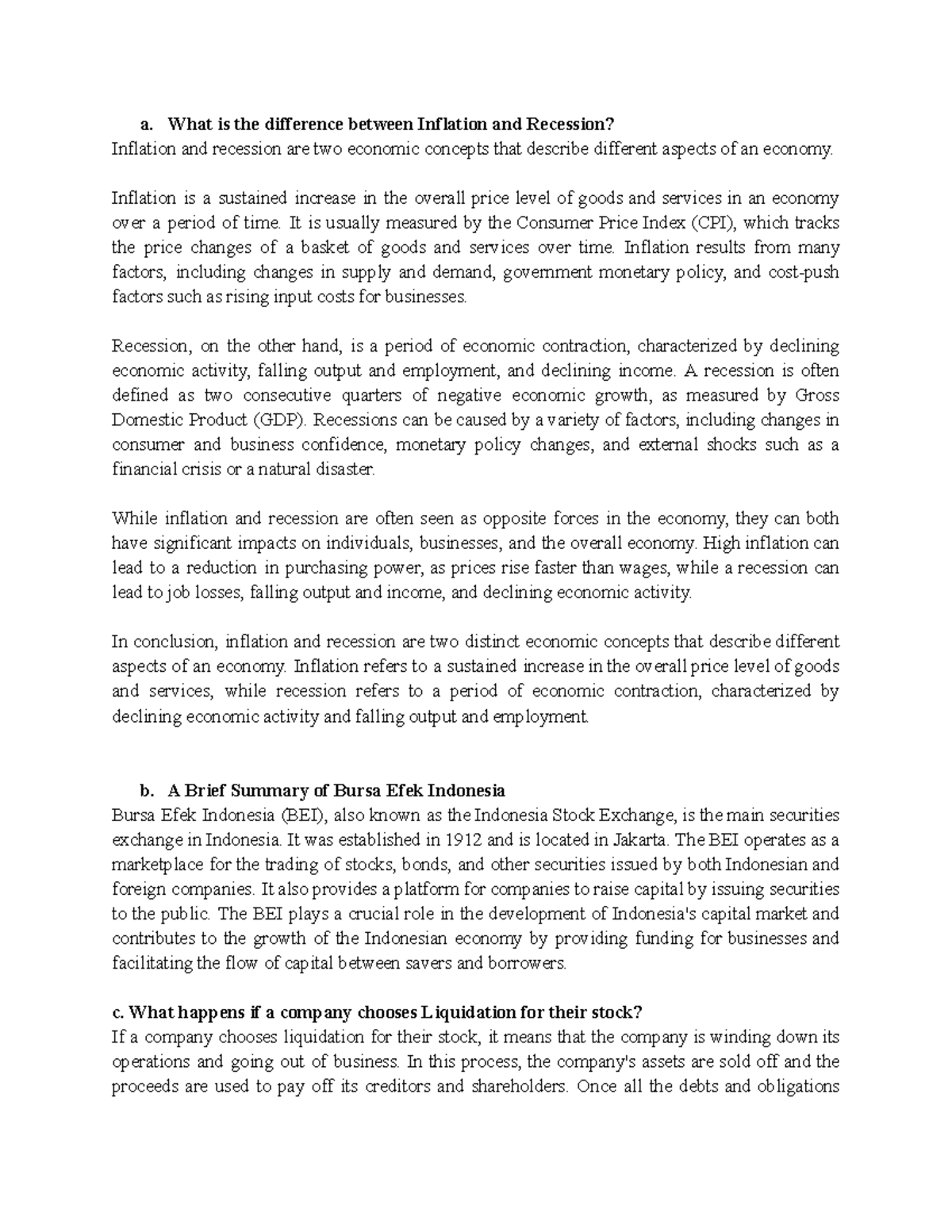 Assignment Week 14 Financial Course - a. What is the difference between ...